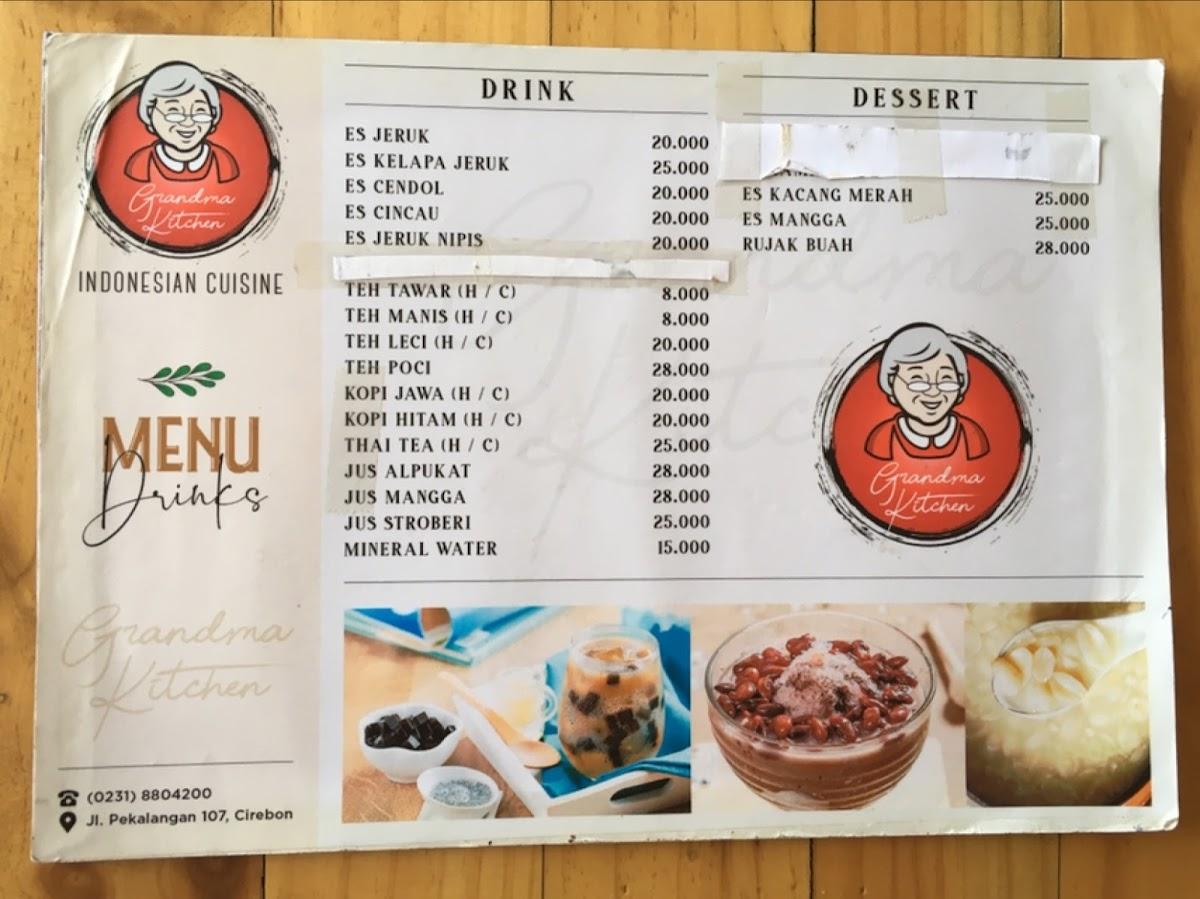 Menu at Grandma Kitchen restaurant, Cirebon