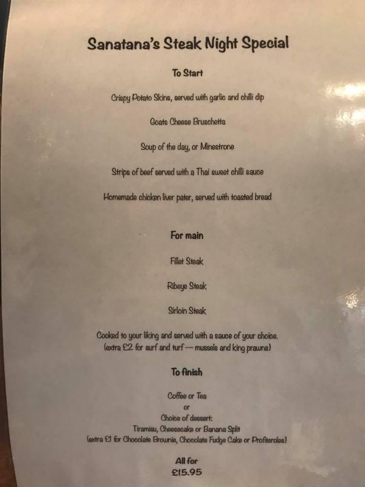 Menu at Pizzeria Santana, Newcastle upon Tyne, 131-133 Jesmond Rd