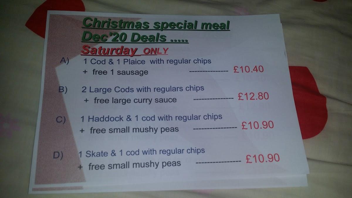 Menu at Silver Fish Bar, Norwich