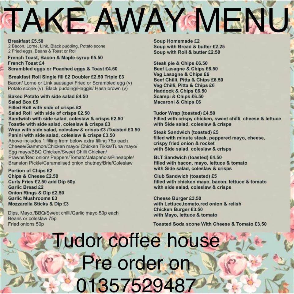 Menu at Tudor Coffee House, Strathaven