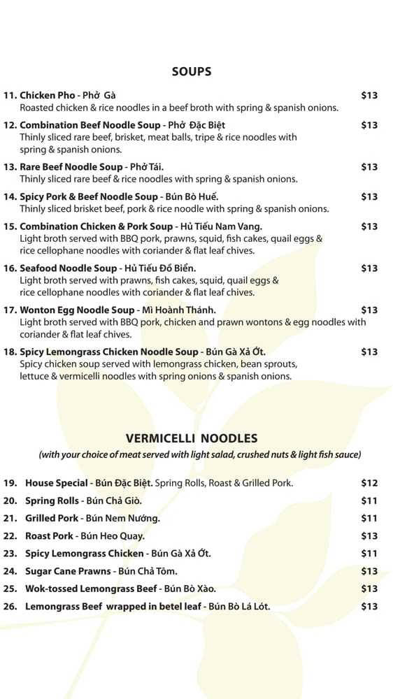 Menu at Betel Leaf Cafe, Seaton