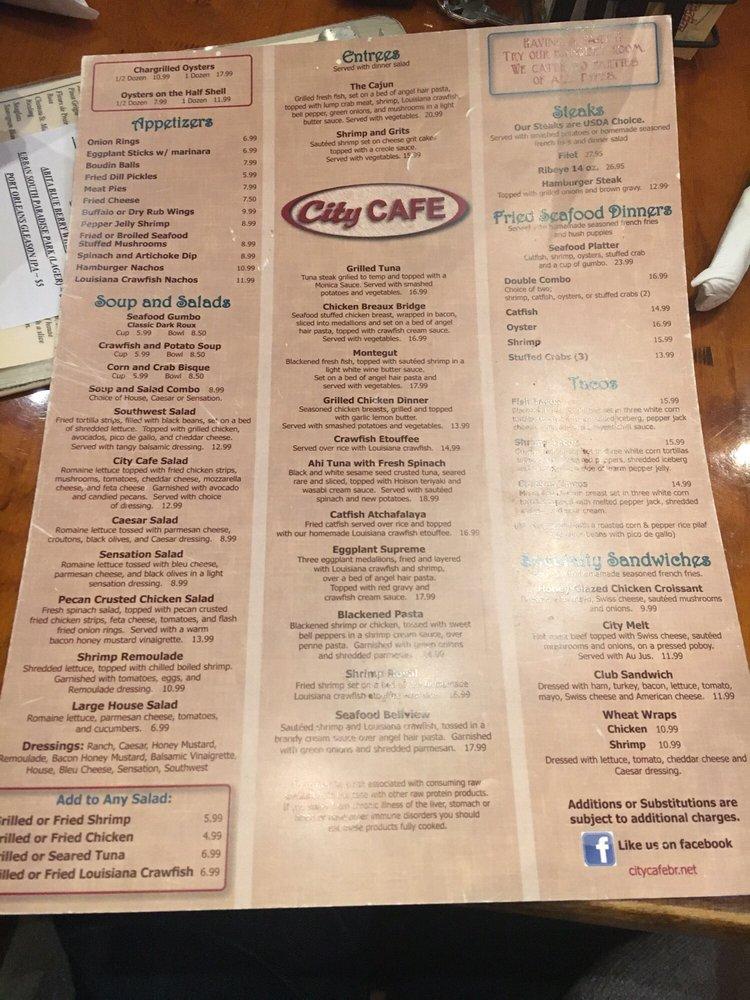 Menu at City Cafe, Baton Rouge, 4710 O'Neal Ln # 113