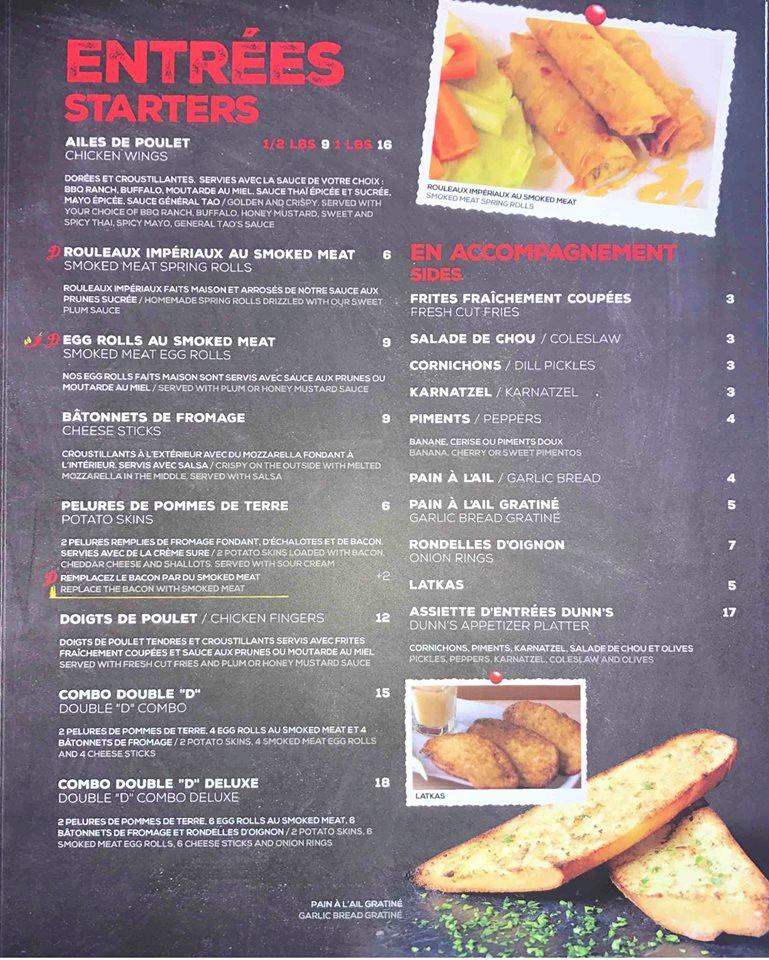 Menu at Dunn's DDO - Smoked Meat Burgers Pizza Poutine pizzeria ...