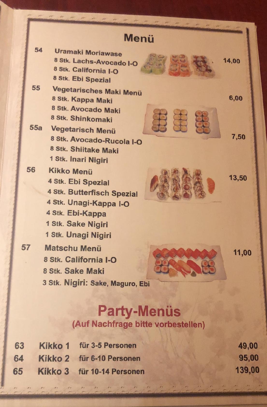 Speisekarte von Kikko Grill und Sushi restaurant, Berlin