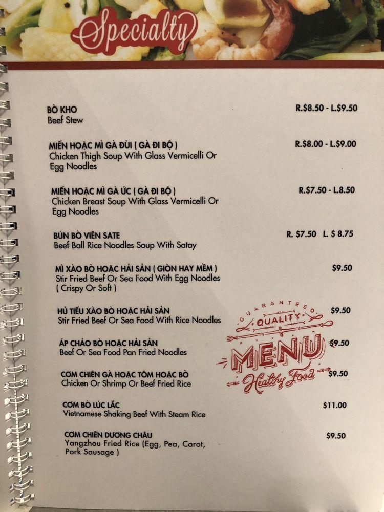 Menu at Pho Lovers 3 restaurant, Huntington Beach