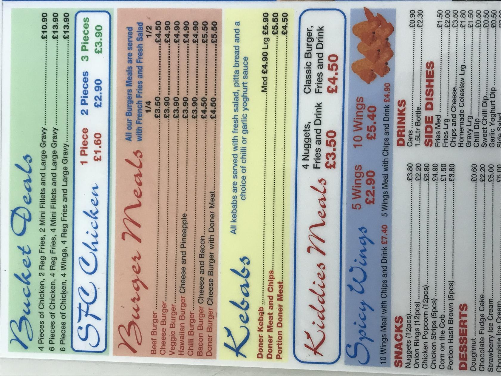 Menu at Selby Fried Chicken, Selby