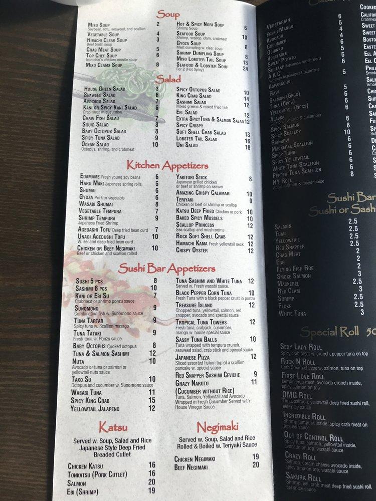 Menu at Sumo Sushi and Hibachi restaurant, Tuckahoe