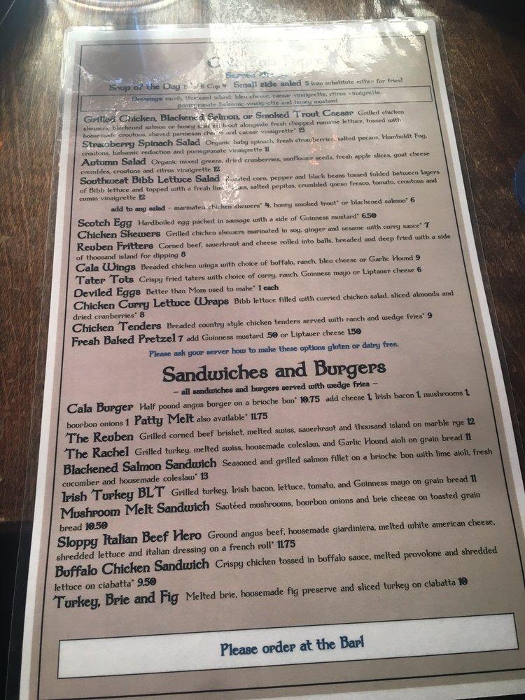 Menu at Cala Pub and Restaurant, Dillon