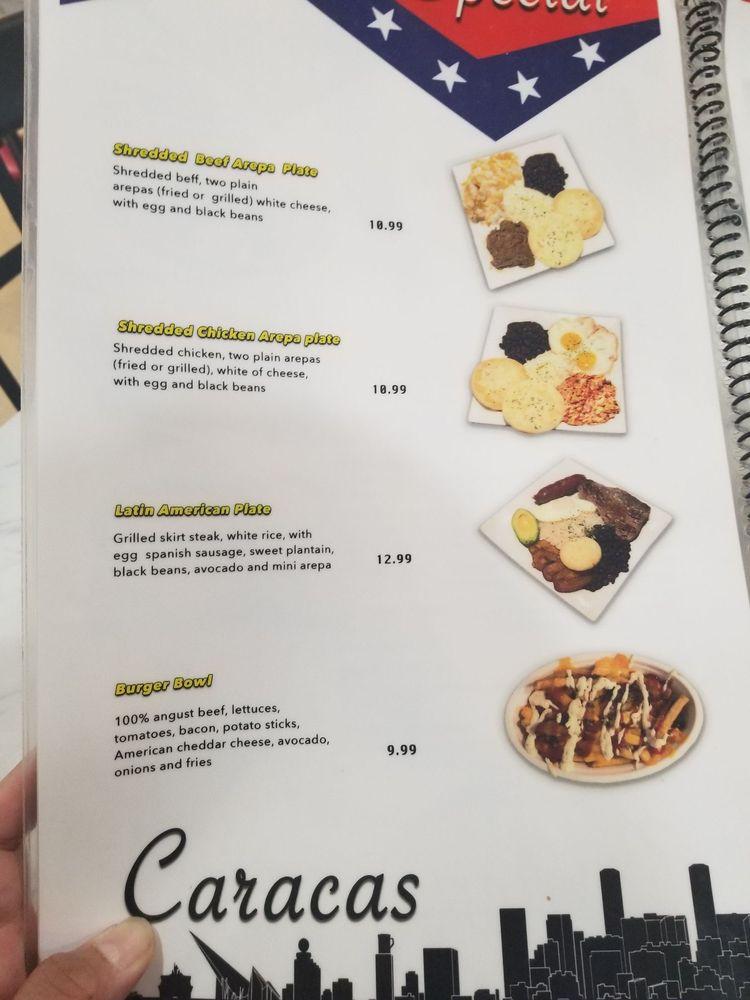 Menu at Caracas Bistro restaurant, Mishawaka