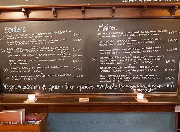Menu at Church House Sutton pub & bar, Sutton
