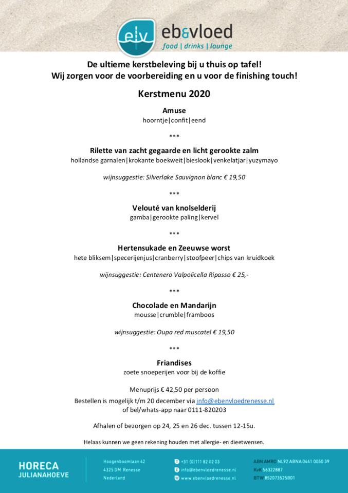 Speisekarte von Eb & Vloed fooddrinkslounge, Renesse