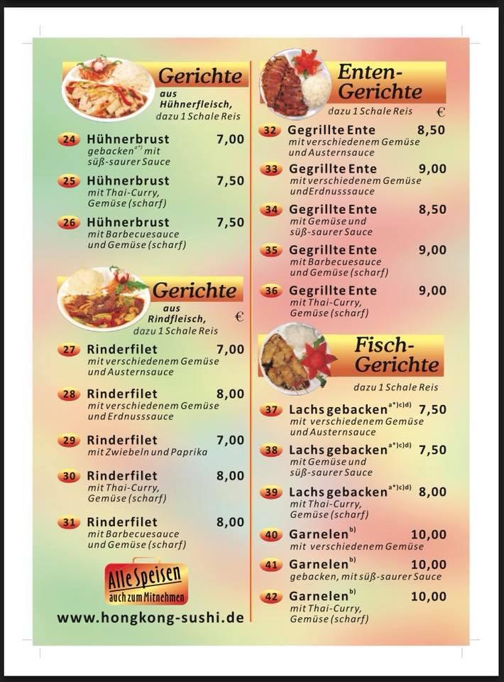 Menu at Hong Kong Bistro & Sushi Bar, Bamberg