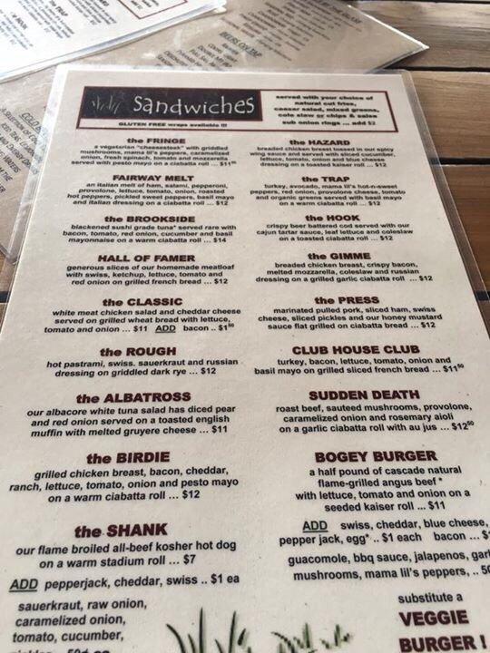 Menu at Divots Restaurant, Hood River
