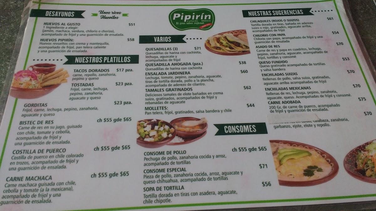Carta del restaurante El pipirin, Culiacán Rosales, Calle Miguel ...