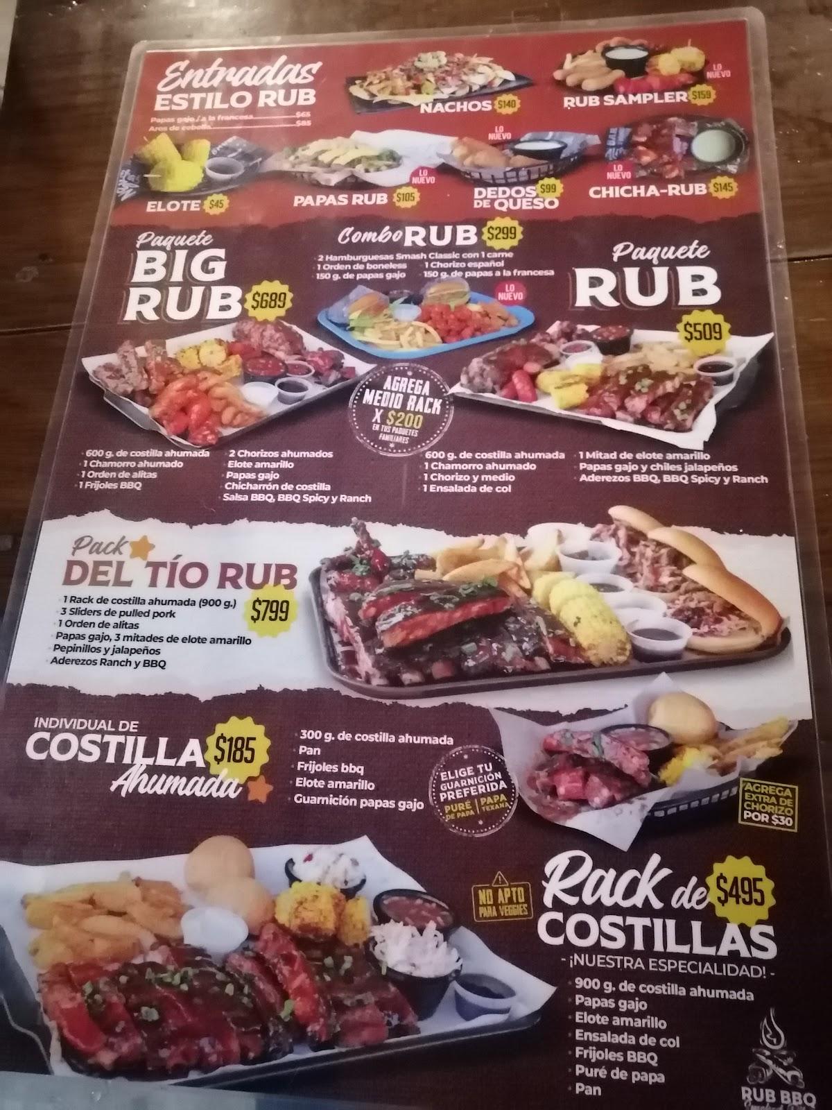 Menu at RUB BBQ MAZATLAN, Mazatlán, San Guillermo 3425