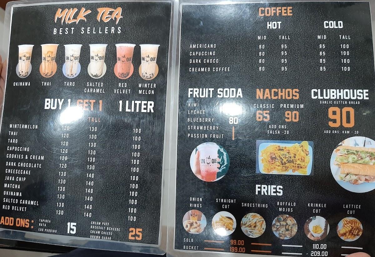 Menu at Unique Cafe, Angono