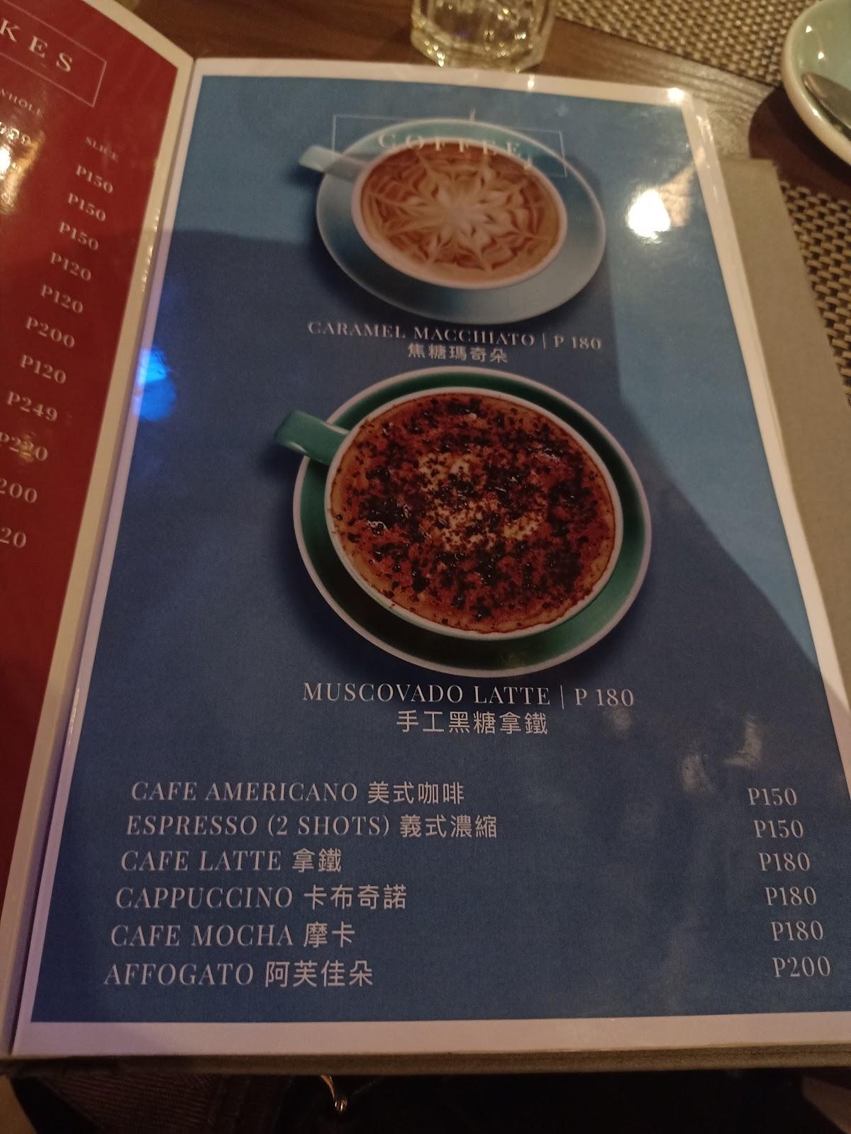 Menu at 1919 Grand Cafe, Manila