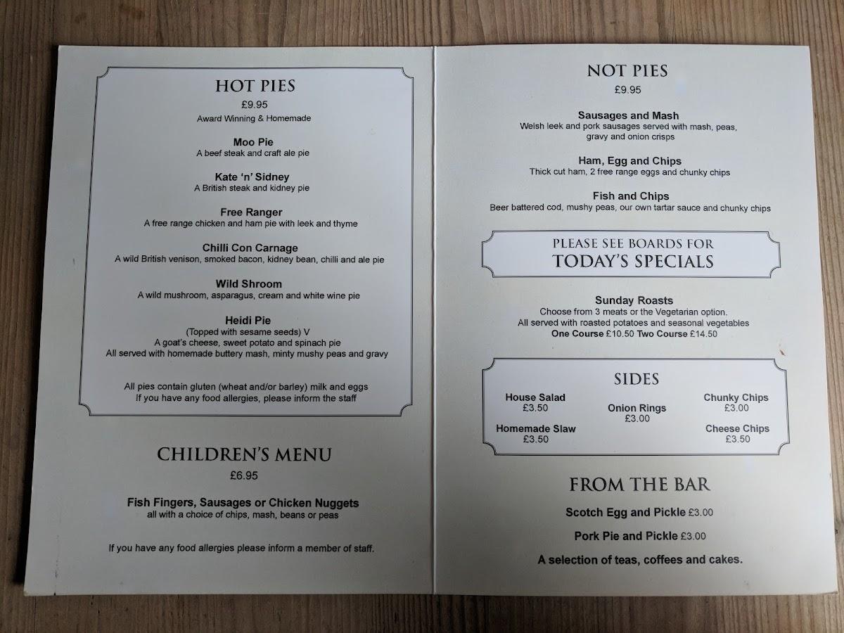 Menu at The Three Tuns pub & bar, Bristol, 78 St George's Rd