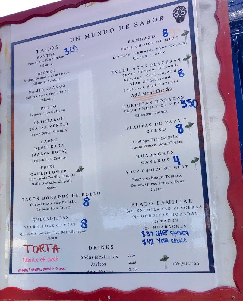 Menu at Un Mundo De Sabor restaurant, Austin, Menchaca Rd