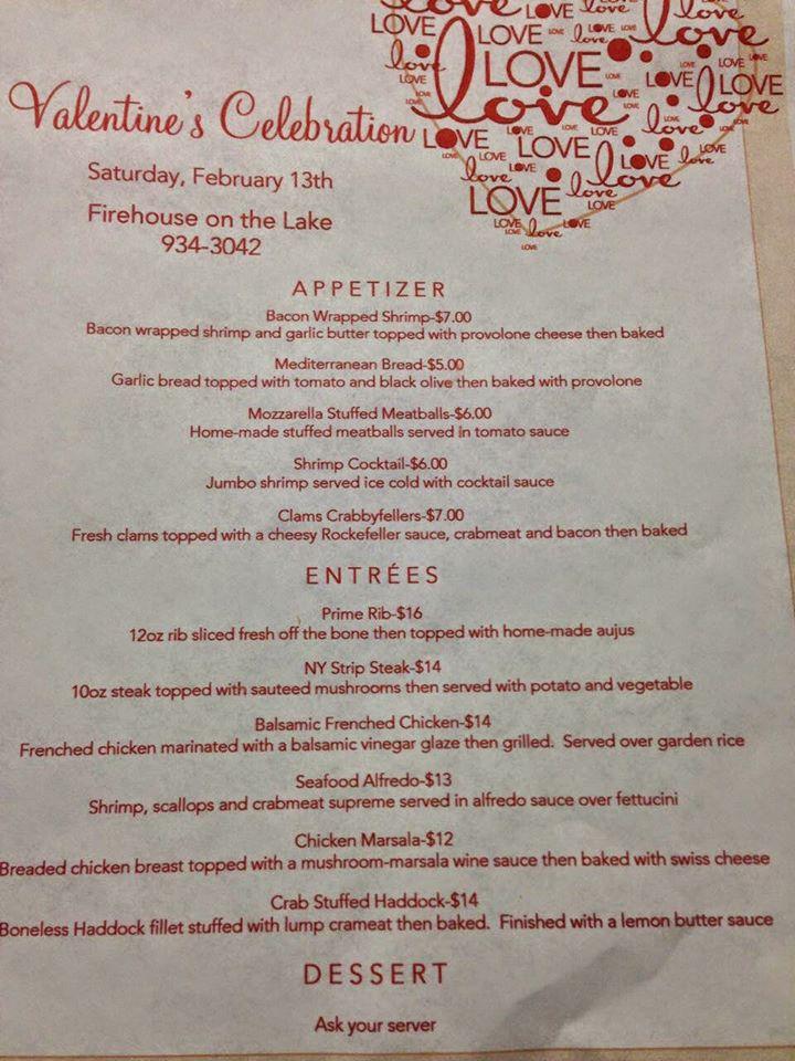 Menu at Fireman's Club, Silver Creek
