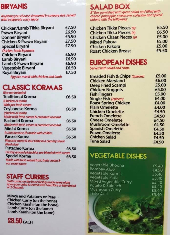 Menu at New house of shah restaurant, Wishaw