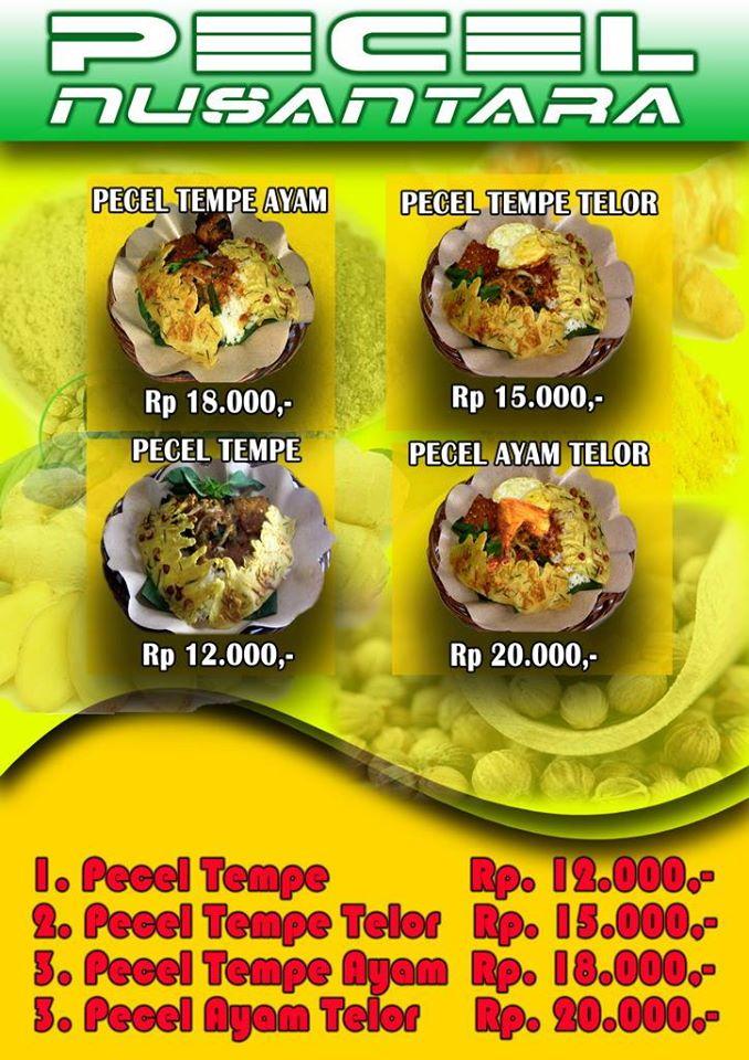 Menu at PECEL Nusantara restaurant, Batam