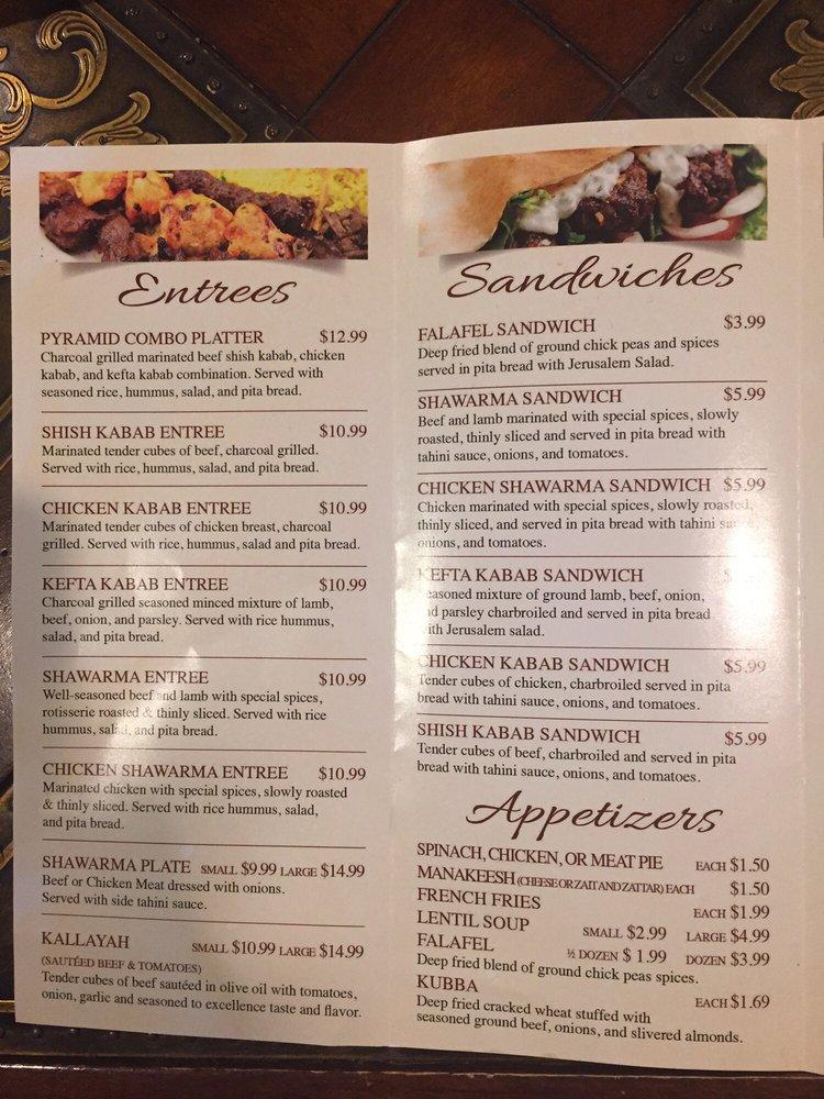 Menu at Pyramid Supermarket restaurant, Orland Park