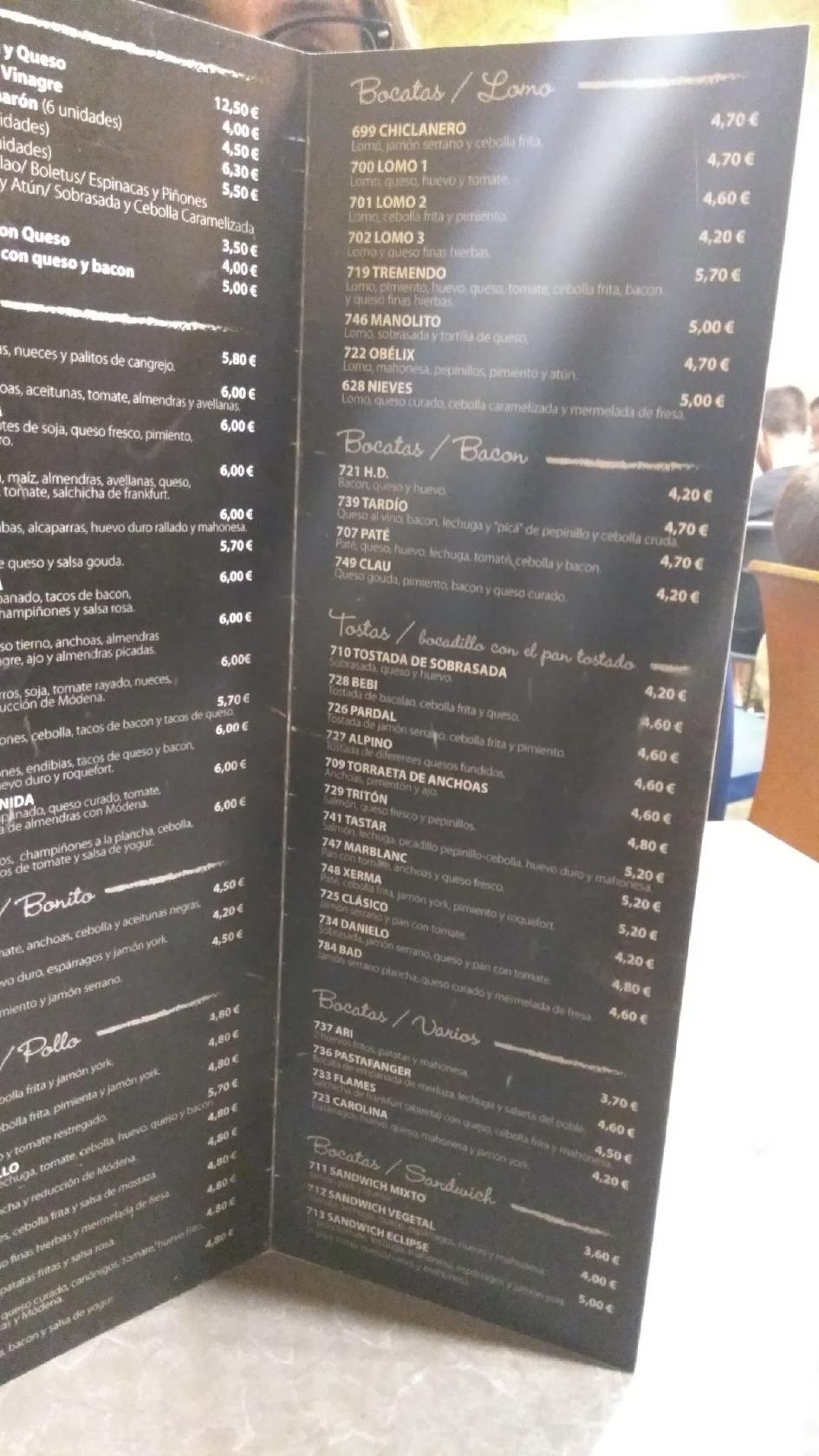 Carta de Nou Café, Benicasim