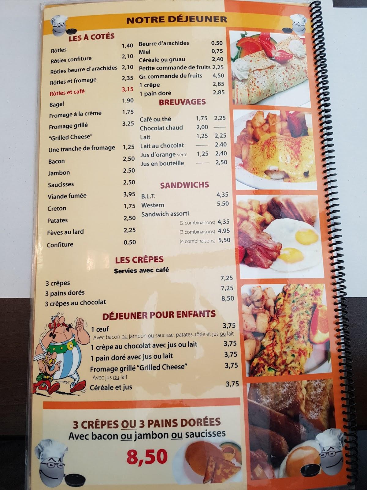 Menu au Restaurant Chez André, Longueuil