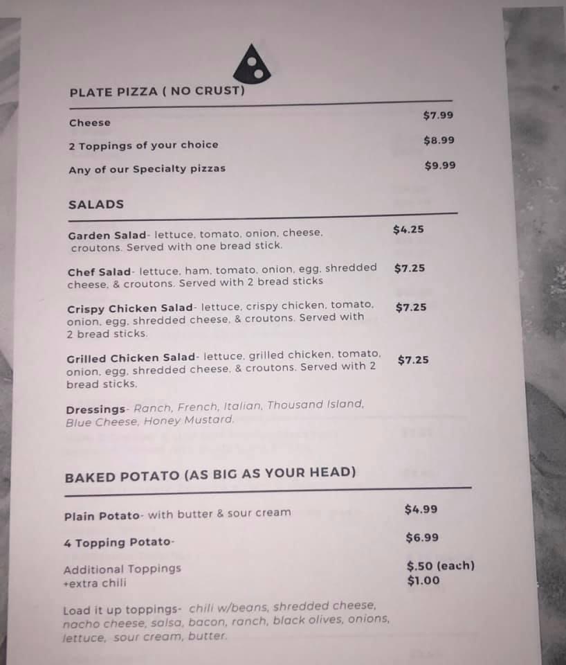 Menu at SR 28 PUB, Elwood