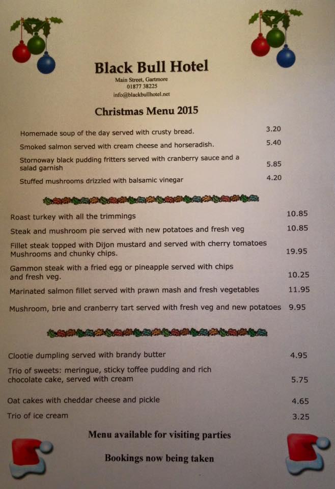 Menu at Black Bull Gartmore pub & bar, Gartmore