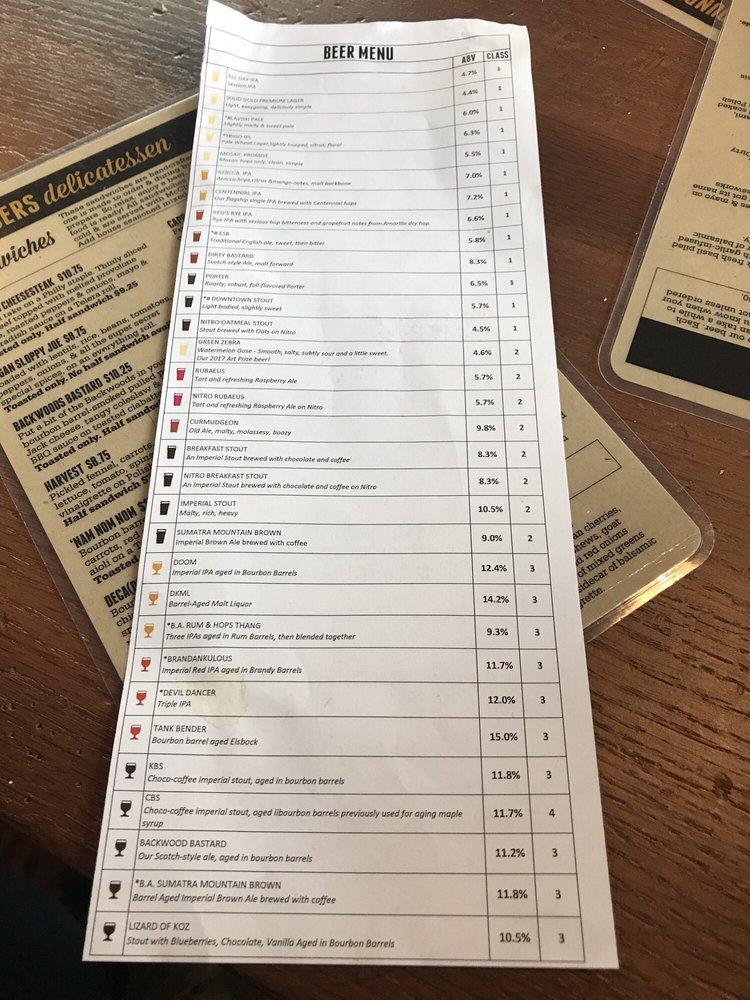 Menu at Founders Brewing Co. Detroit pub & bar, Detroit