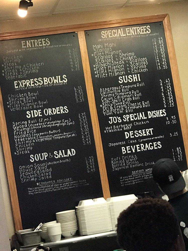 Menu at Jo Hibachi restaurant, Conway