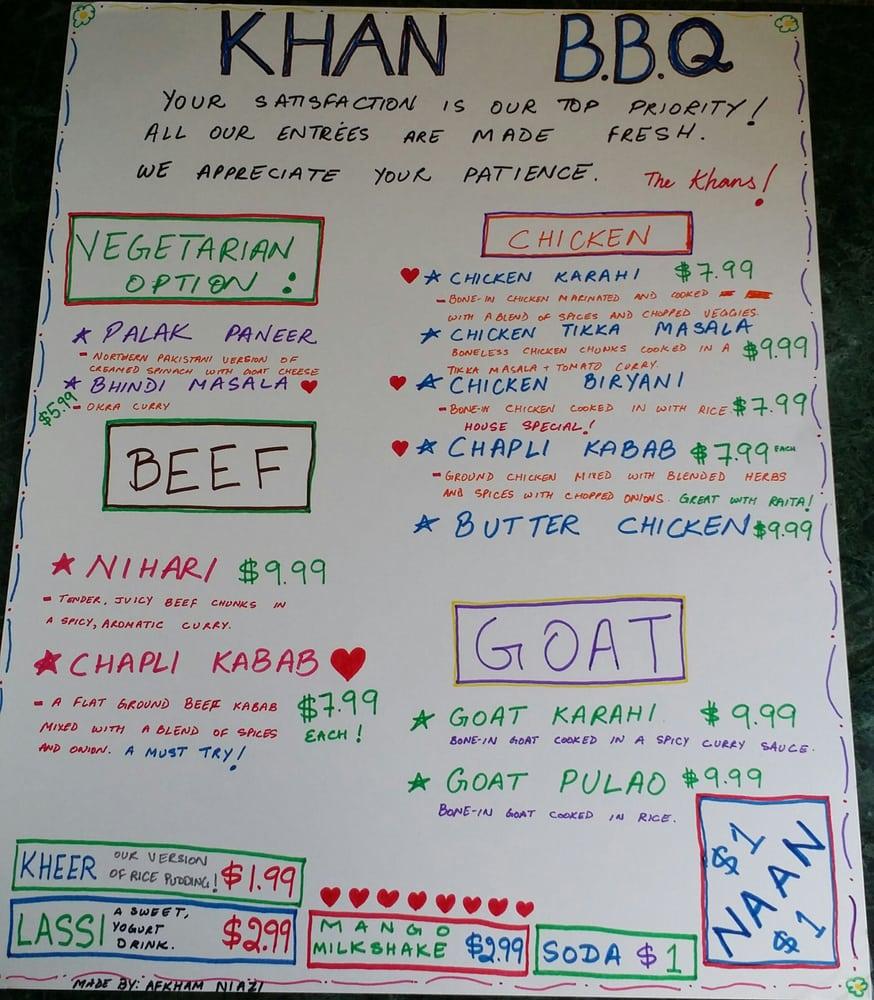 Menu at Khan BBQ & Grill, Houston, W Little York Rd