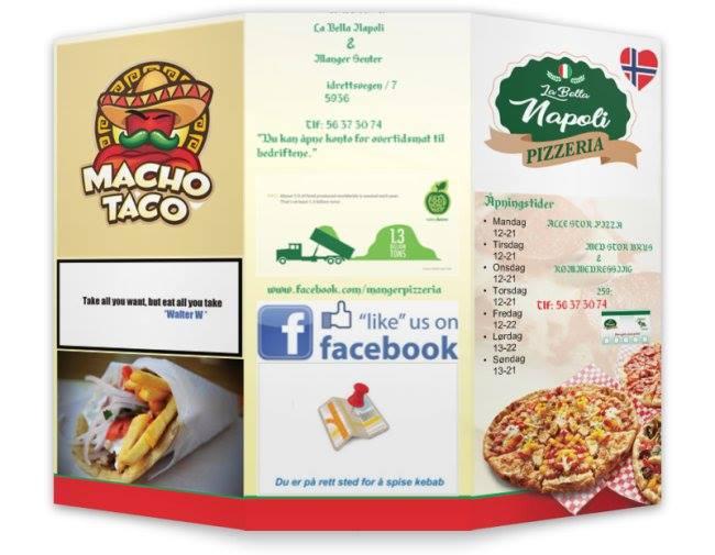 Menu at La Bella Napoli pizzeria, Manger
