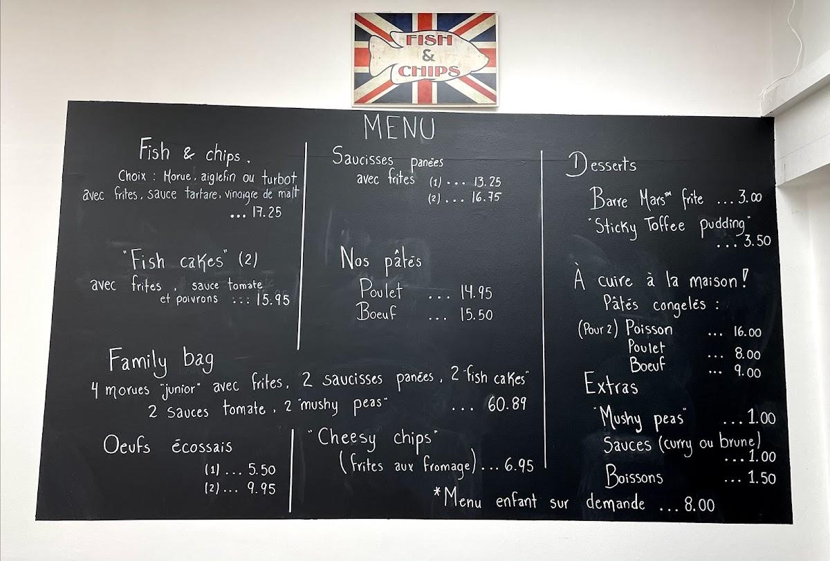 Menu at Phil's Fish & Chips restaurant, Québec City, 2900 Chem. Saint-Louis