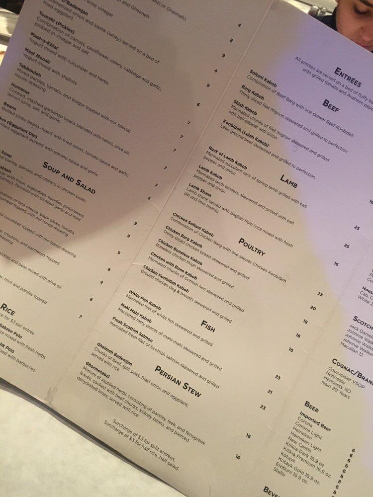 Menu at Raffi's Place restaurant, Glendale