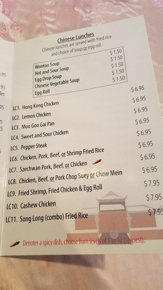 Menu at Song Long Restaurant, Cincinnati