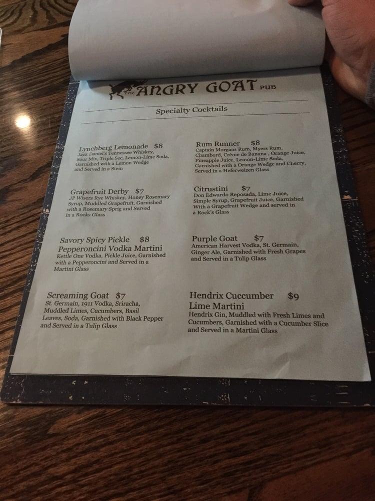 Carta de The Angry Goat Pub, Rochester
