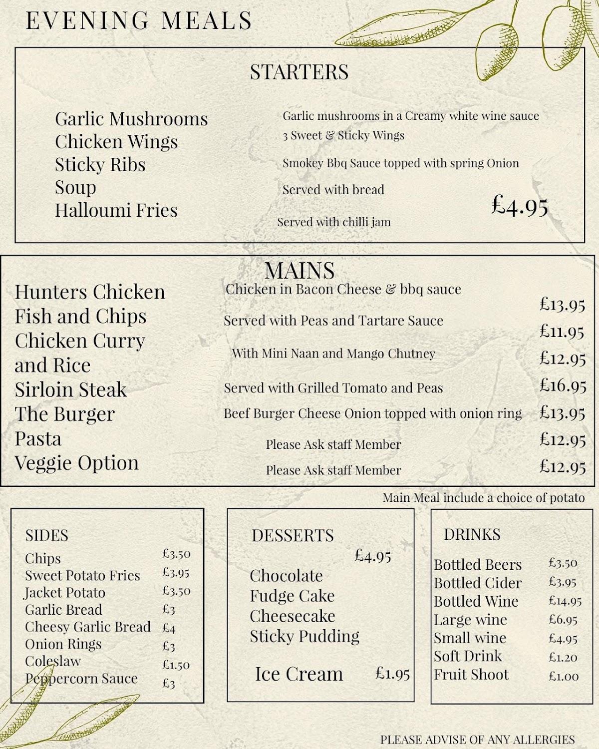 Menu at Ajs Taylor Mason Catering Cafe Bar, Resolven