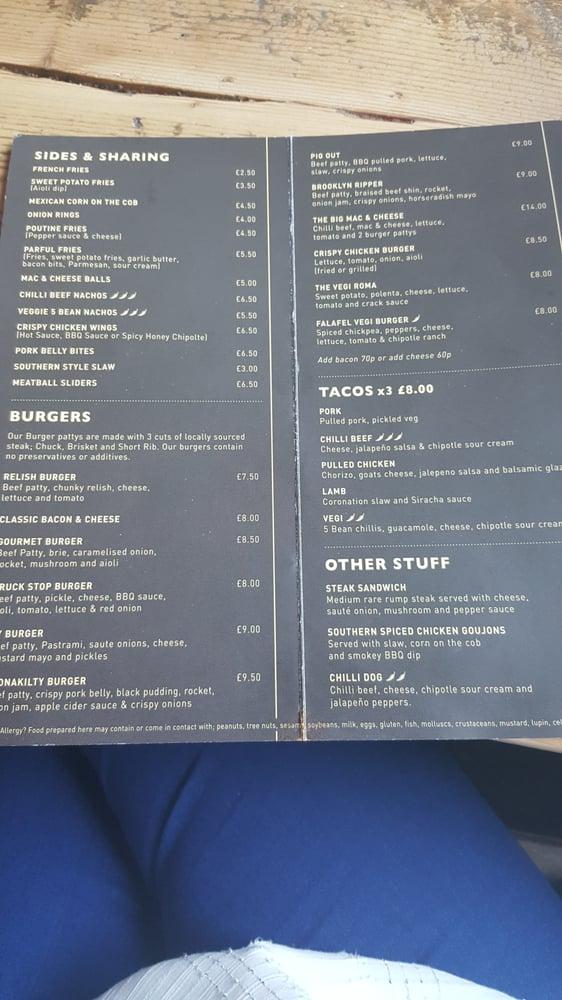 Menu at Bootleggers pub & bar, Belfast