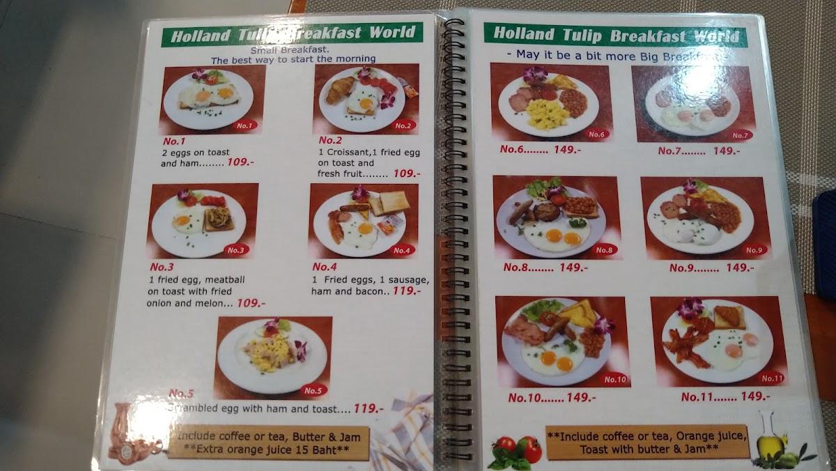 Menu at Holland Tulip Cafe and Bakery, Pattaya City