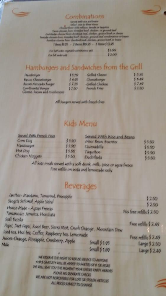 Menu at Mi Guadalajara Restaurant, Escondido