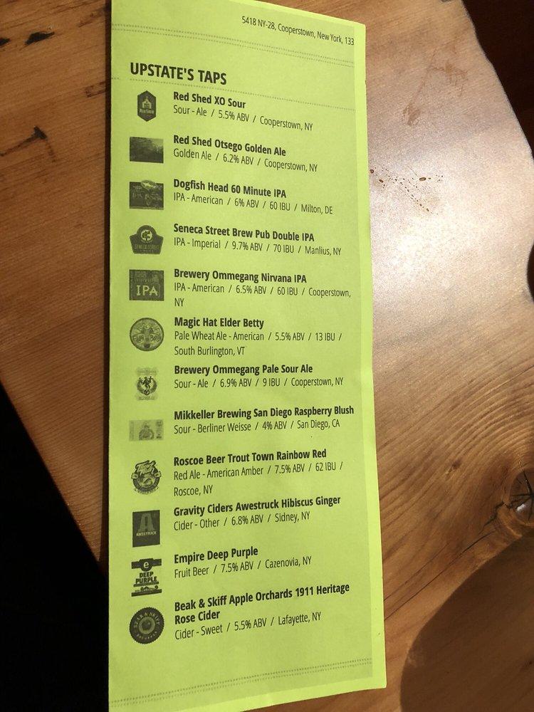 Menu at Upstate Bar and Grill, Cooperstown