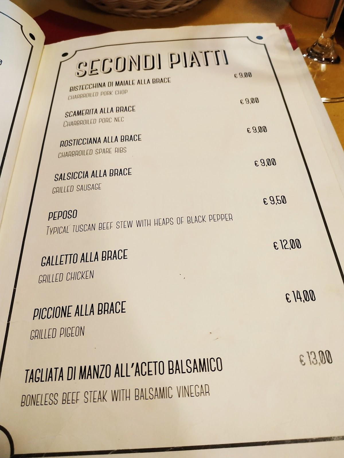 Menu at Da Bule restaurant, Calzaiolo