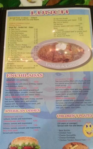 Menu at La Roca restaurant, Albany