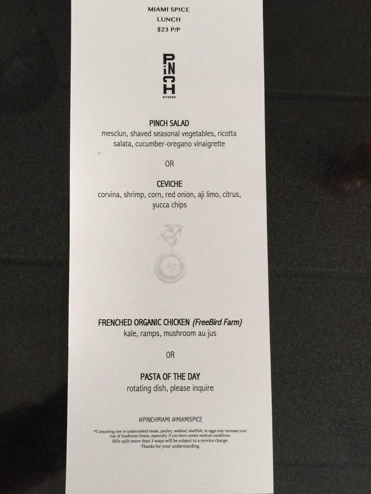 Menu at PINCH KITCHEN+BAR, Miami