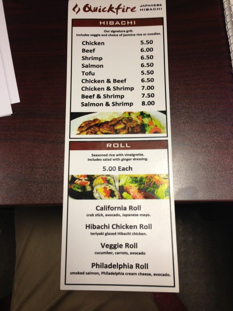 Menu at QuickWay Hibachi restaurant, Mount Airy