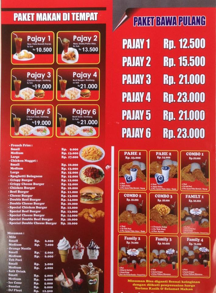Carta del restaurante JFC CANDIDASA, Sengkidu