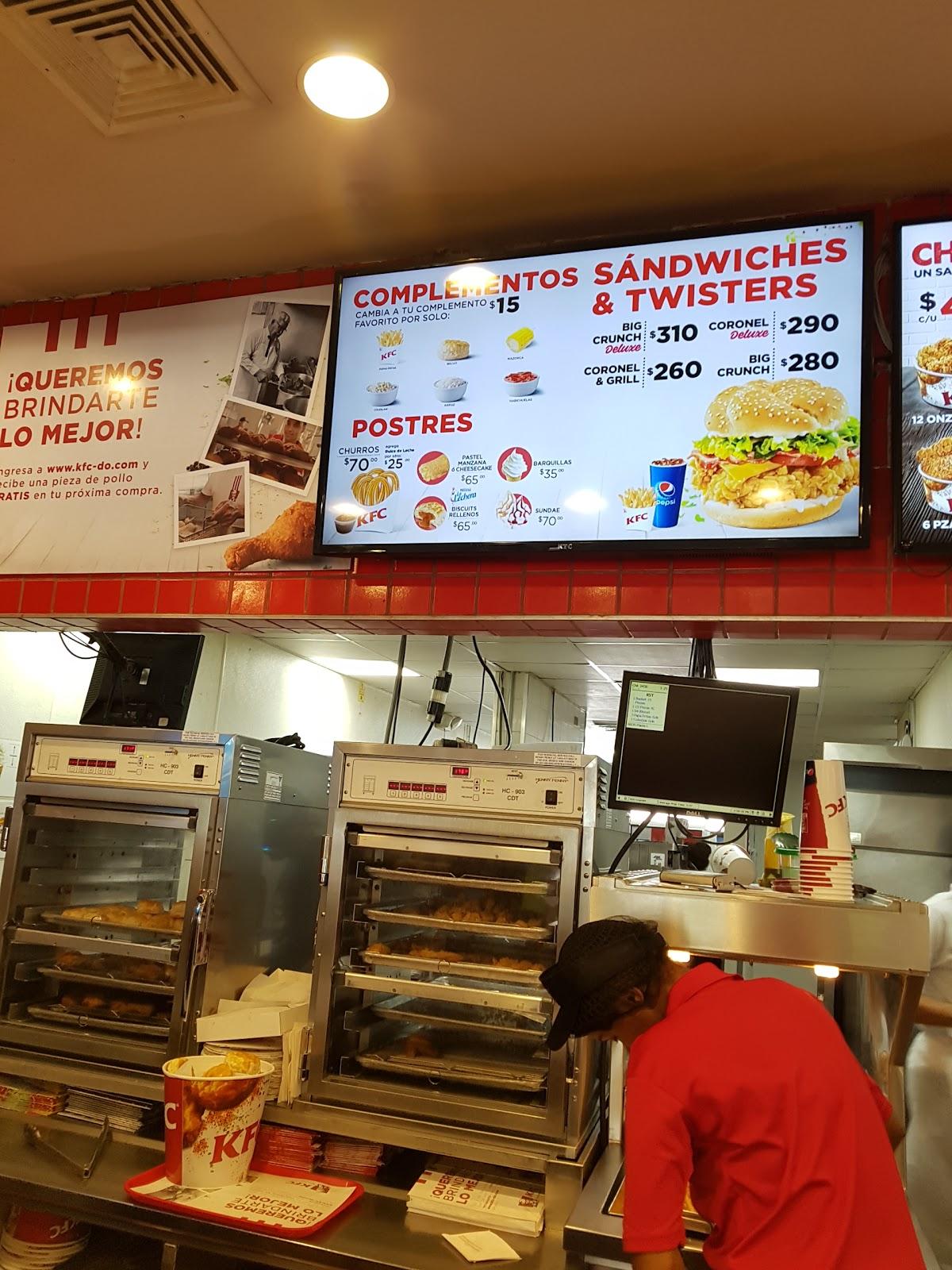 Menu at KFC restaurant, Santo Domingo, Av. Winston Churchill Esq